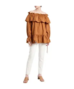 Saint Laurent Solid-colored Off-shoulder Top