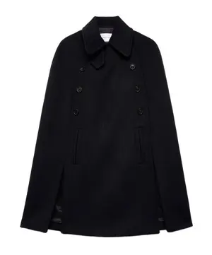 7 For All Mankind Double-breasted Wool Cape - Black