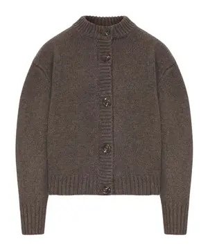 Soeur Crew-neck Single-breasted Knit Top - Brown