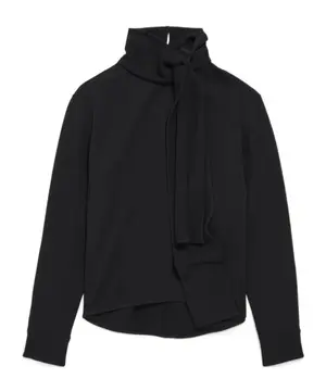 Balenciaga Silk Crepe Scarf Shirt - Black
