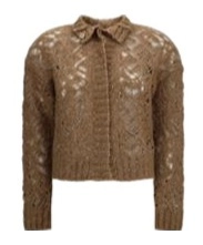 Max Mara Max Mara Open-Knit Long-Sleeve Cardigan Camel