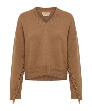TWINSET Fringed Knit Sweater - Brown