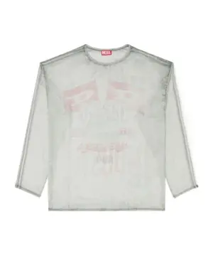 DIESEL® Sheer Chiffon Top With Concert Graphics - Grey