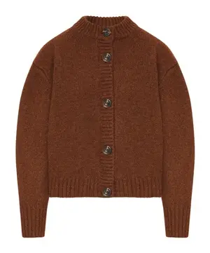Soeur Crew-neck Single-breasted Knit Top - Brown