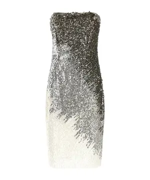 Elisabetta Franchi Dress In Metallic Tulle Fabric - Silver