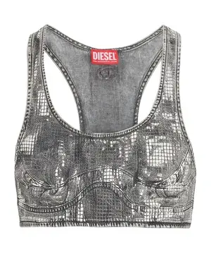 DIESEL® Cropped Sleeveless Denim Top - Grey
