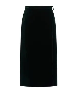 Saint Laurent Solidcolor Velvet Bodycon Skirt - Green