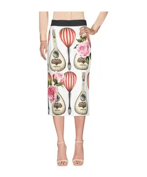 Dolce & Gabbana Multicolor Crepe Midi Skirt - Ivory