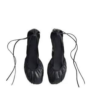 LEMAIRE 55mm Pedille Heeled Ballerinas In Goat Leather - Black