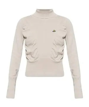 VIVIENNE WESTWOOD Long Sleeve Turtleneck Pullover Sweater With Ruched Detailing - No