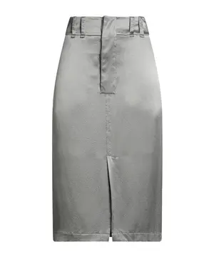 Saint Laurent Solidcolor Satin Pencil Skirt - Grey