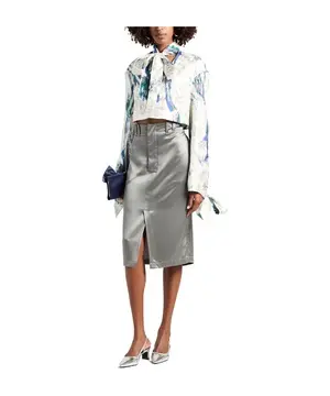 Saint Laurent Solidcolor Satin Pencil Skirt