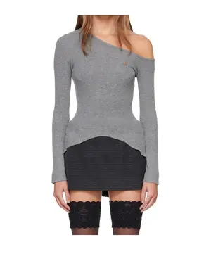 VIVIENNE WESTWOOD Stretch Rib-knit T-shirt With Asymmetrical Neckline