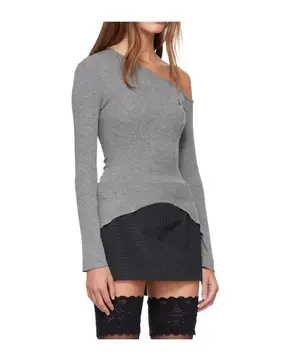 VIVIENNE WESTWOOD Stretch Rib-knit T-shirt With Asymmetrical Neckline