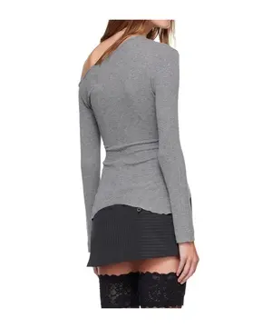 VIVIENNE WESTWOOD Stretch Rib-knit T-shirt With Asymmetrical Neckline