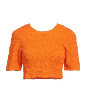 GANNI Minimalist Solidcolor Shortsleeve Top - Orange
