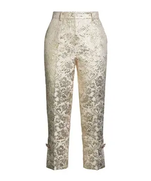 Dolce & Gabbana Cropped Brocade Pants With Decorative Button Detail