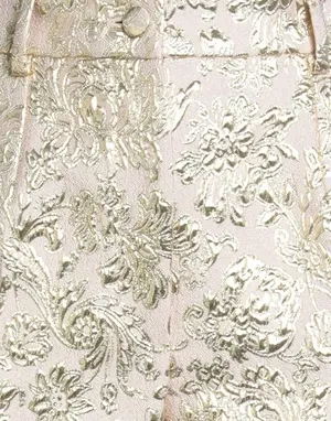 Dolce & Gabbana Cropped Brocade Pants With Decorative Button Detail