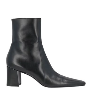 Saint Laurent Minimalist Roundtoe Ankle Boots - Black