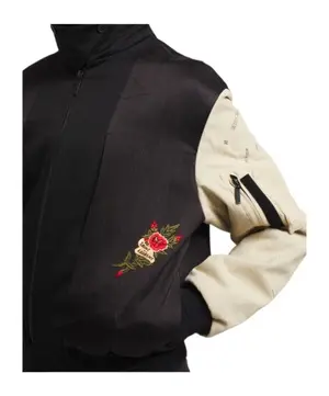 Saint Laurent Two-tone Bomber Jacket With Embroidered Logo