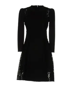 Dolce & Gabbana Solidcolor Longsleeve Flared Dress - Black
