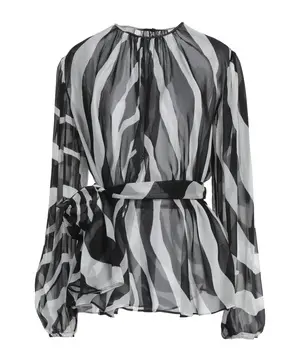 Dolce & Gabbana Zebraprint Chiffon Longsleeve Top - Black