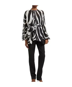 Dolce & Gabbana Zebraprint Chiffon Longsleeve Top