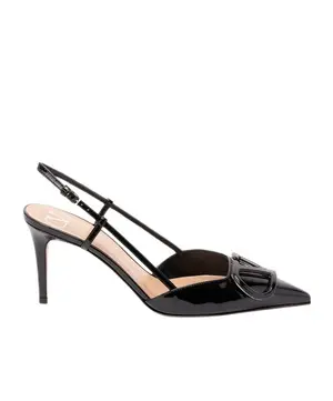 Valentino Garavani Vlogo Signature Patent Leather Slingback Pump 80mm - Black