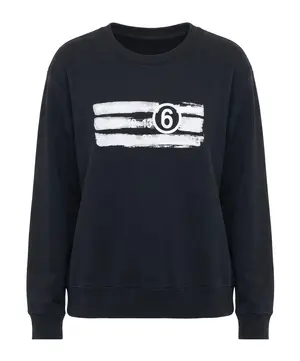 MAISON MARGIELA Printed Longsleeve Crewneck Sweatshirt - Black