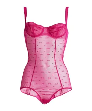 Dolce & Gabbana Printed Mesh Bodysuit - Pink