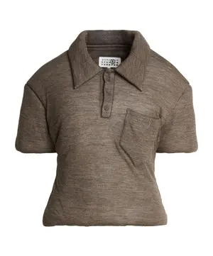 MAISON MARGIELA Solid-color Wool Short-sleeve Knit Shirt
