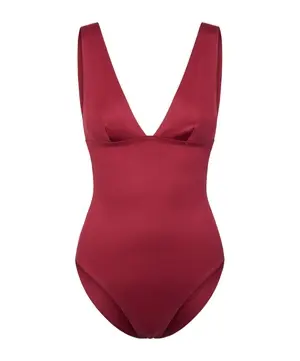 MC2 SAINT BARTH V-neck One-piece Swimsuit - Deep Red