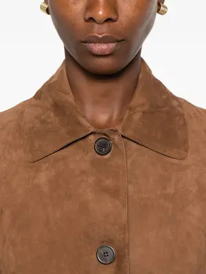 ARMA Suede Button-front Jacket With Classic Collar
