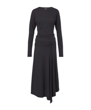 LEMAIRE Cotton Jersey Crêpe Midi Dress - Black
