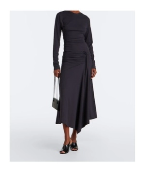 LEMAIRE Cotton Jersey Crêpe Midi Dress With Asymmetrical Hem