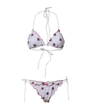 MC2 SAINT BARTH Triangle Bikini With Print - White