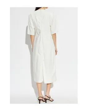 AMI Paris Short-sleeve Topstitch Midi Dress