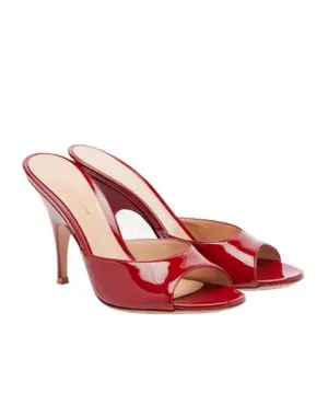 GIANVITO ROSSI Patent Leather Mules - Red