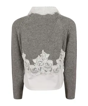 Ermanno Scervino Lace Trim Layered Knitted Sweater