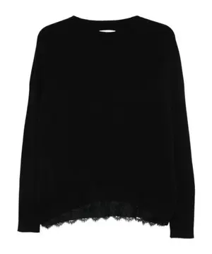 ERMANNO FIRENZE Ribbed Sweater With Lace Trim