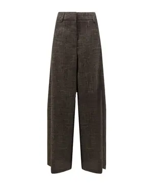 ALYSI Mélange Wide-leg Pants - Black