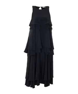 AMI Paris Ruffled Sleeveless Long Dress - Black