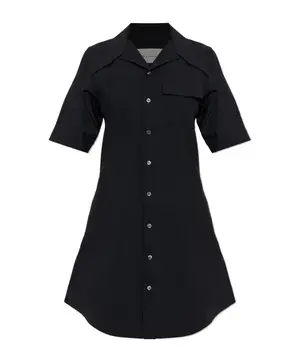AMI Paris Short-sleeved Buttoned Mini Dress - Black