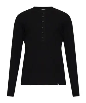 Dsquared2 Long-sleeve Ribbed Cotton Knit Henley - Black