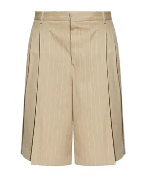 AMI Paris Pinstriped Pleated Shorts - Beige