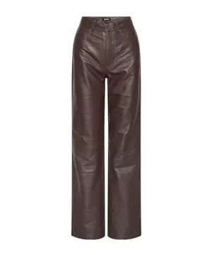 ROTATE BY BIRGER CHRISTENSEN Straight Leather Pants - Brown