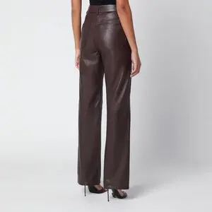 ROTATE BY BIRGER CHRISTENSEN Straight Leather Trousers - Brown