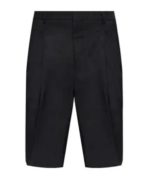 AMI Paris High Waist Wide Bermuda Shorts - Black