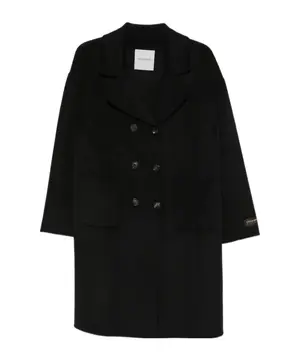 ERMANNO FIRENZE Double-breasted Long-sleeved Coat - Black