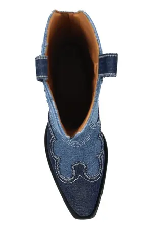 GANNI Embroidered Denim Boots